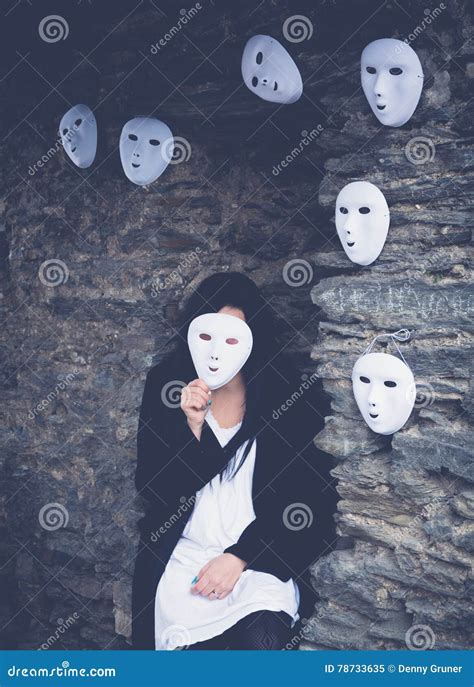 Woman With A Mask Stock Image Image Of Decorative Monochrome 78733635