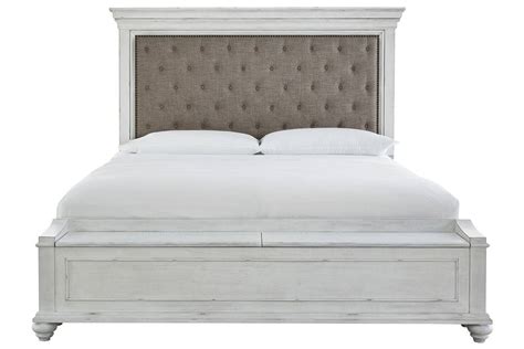 Kanwyn Whitewash Upholstered King Storage Bed Georgia Furniture Mart