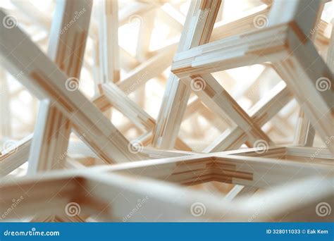 Intricate Wooden Framework Assembly Detailed Architectural Structure At A Busy Construction