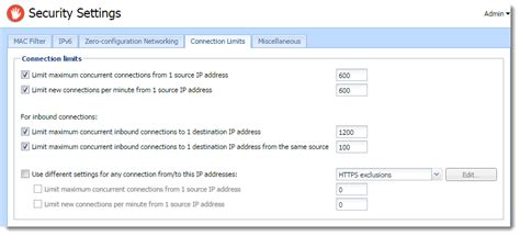 configuring connection limits