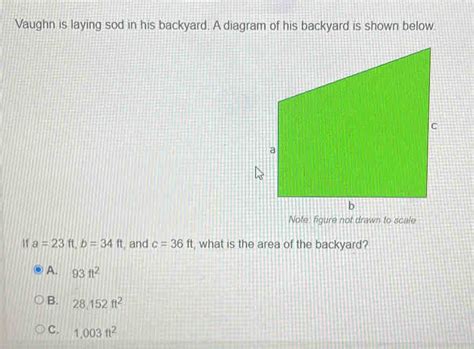 Solved Vaughn Is Laying Sod In His Backyard A Diagram Of His Backyard