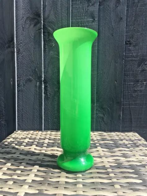 Mid Century Modern Blue Italian Empoli Cased Glass Vase 60s 70s