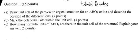 SOLVED Title Perovskite Crystal Structure And Unit Cell Draw The Unit