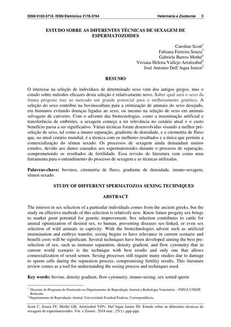 Pdf Estudo Sobre As Diferentes T Cnicas De Sexagem De Espermatozoides