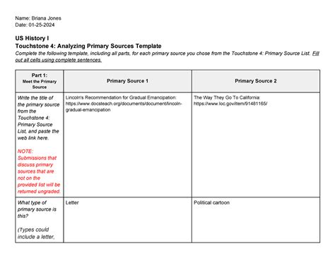 Us History I Touchstone 4 Sophia Name Briana Jones Date 01 25 Us
