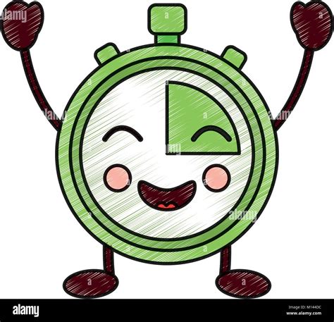 Kawaii Chronometer Speed Timer Cartoon Character Stock Vector Image And Art Alamy