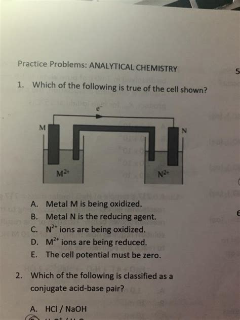 Solved Practice Problems Analytical Chemistry 5 1 Which Of