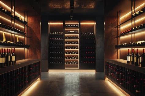 Premium Photo Sleek And Modern Wine Cellar