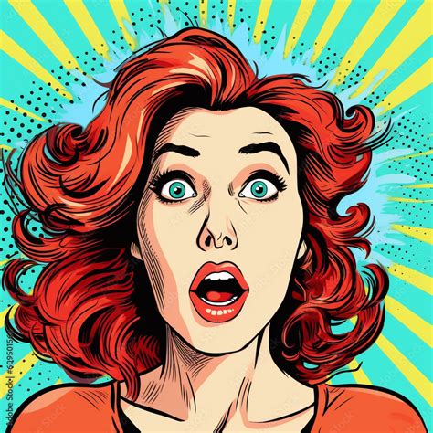 Pop Art Style Comic Book Panel With Terrified Woman In A Panic