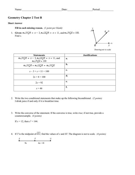Geometry Chapter 2 Test B Name Date