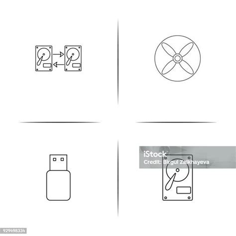 設備簡單線性圖示集簡單大綱圖示向量圖形及更多usb 手指圖片 Usb 手指 圖示 插圖 Istock