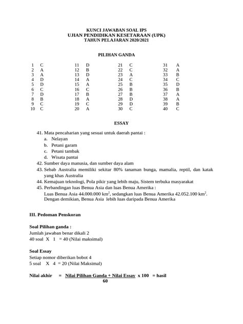 Kunci Jawaban Upk Paket B Ips 2021 Pdf