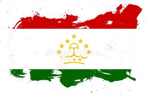 Tajikistan Flag With Painted Grunge Brush Stroke Effect On White