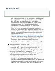 Module 1 Case Docx Module 1 SLP USE AND ROLE OF HEALTH CARE