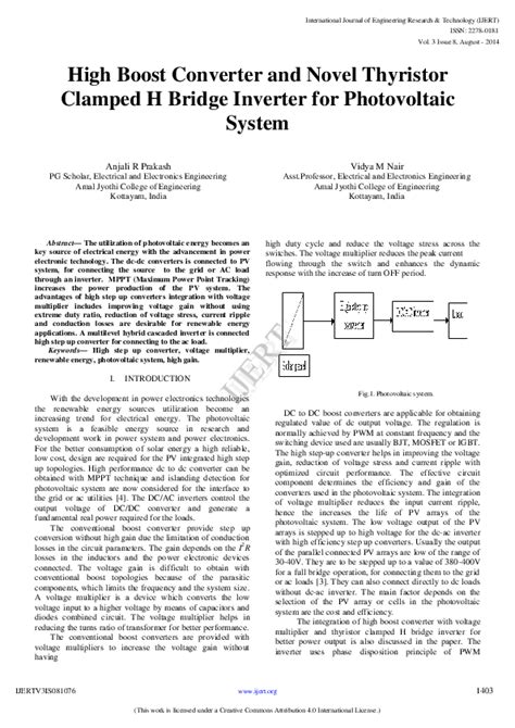 pdf ijert high boost converter and novel thyristor clamped h bridge