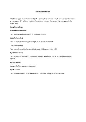 Sampling Methods Teaching Resources