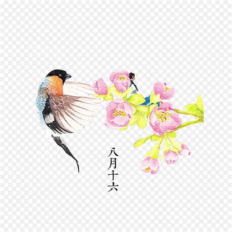 小鸟和花朵PNG图片素材下载 图片编号qrnbogdq 免抠素材网