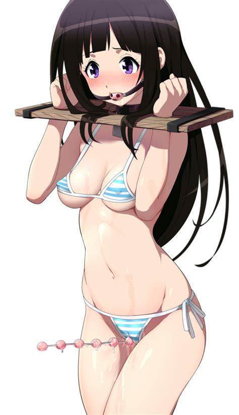 Rule 34 Ball Gag Bikini Blush Bondage Bondage Bound Breasts Chitanda
