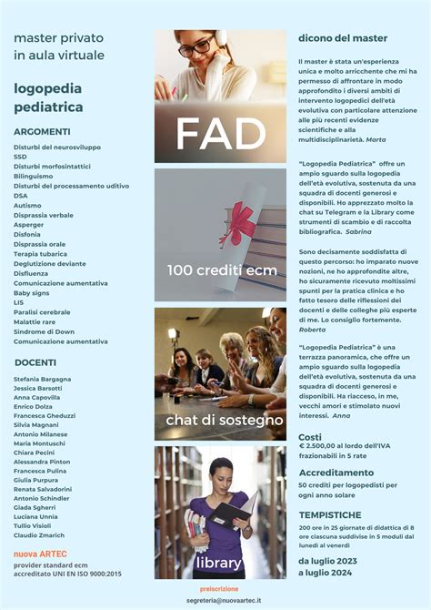 Scuola Di Logopedia Pediatrica Master Privato Nuova Artec