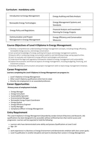 Level Lsbr Diploma In Energy Management Delivered Online By Lsbr Uk Pdf