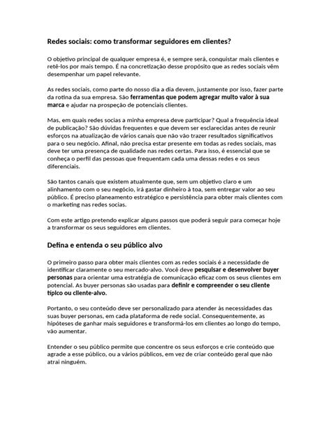 Como Transformar Seguidores Em Clientes Pdf
