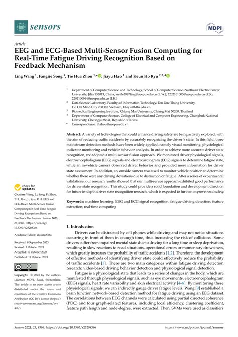 Pdf Eeg And Ecg Based Multi Sensor Fusion Computing For Real Time Fatigue Driving Recognition