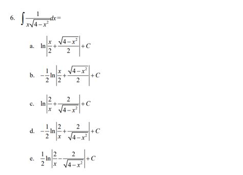 Solved Integral 1xsqrt4 X2 Dx Can Somebody Write Out