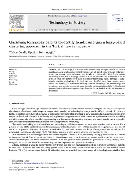 pdf classifying technology patents to identify trends applying a