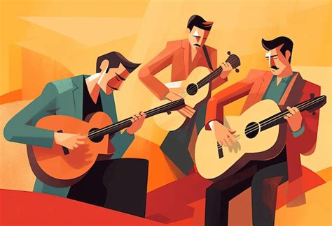 Premium Ai Image Men Playing Guitars In The Background