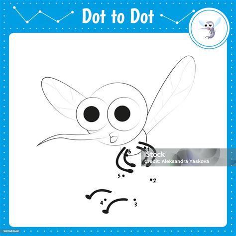 점들을 연결하십시오 Mosquitodot To Dot 교육용 게임 미취학 아동을 위한 색칠하기 책 활동 워크시트 벡터 그림입니다 0명에 대한 스톡 벡터 아트 및 기타 이미지