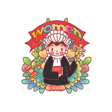 手绘风38妇女节女法官律师免抠素材 Psd素材网