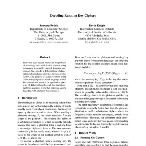 Decoding Running Key Ciphers Acl Anthology