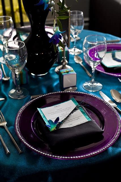 Peacock Table Wedding Table Settings Purple Wedding Table Settings Purple Wedding