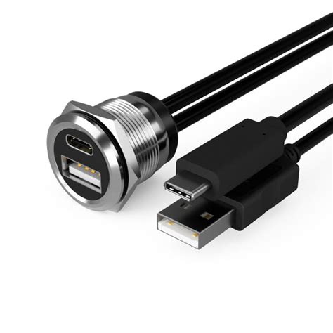 USB Typ A Typ C Doppel Einbaubuchse Mit Kabel RIBU Elektronik