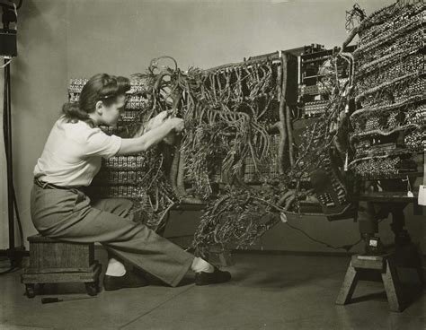 An Engineer Wiring An Early IBM Computer Photo Berenice Abbott X R