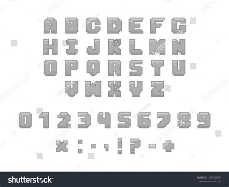 Pixel Font Numbers Punctuation Marks Typeface Stock Illustration 1299705367 Shutterstock