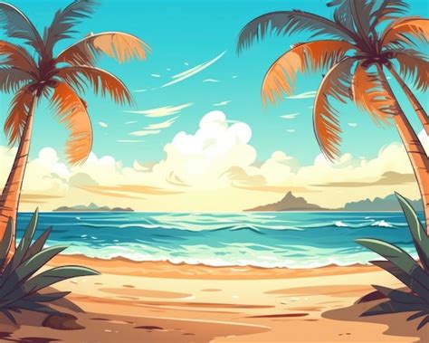 Premium Photo Awesome Summer Beach Illustration Background Summer