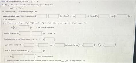 solved prove that for every integer ≥0 gcd fn 1 fn 1