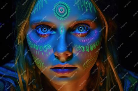 Premium Ai Image Portrait Of A Mystical Fantasy Bioluminescent Neon