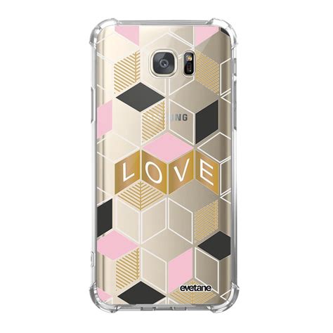10 sur Coque pour Samsung Galaxy S7 anti choc souple avec angles renforcés Cubes love Evetane