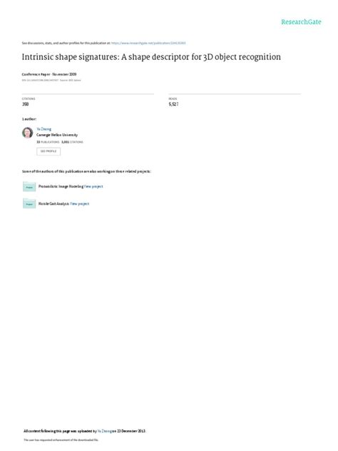 Intrinsic Shape Signatures A Shape Descriptor For 3d Object Recognition Pdf Cartesian