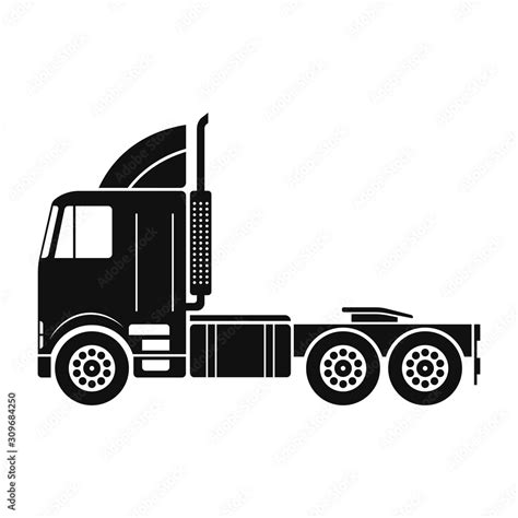 Truck Icon Black Silhouette Side View Vector Drawing Isolated