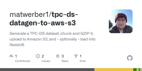 github matwerber1 tpc ds datagen to aws s3 generate a tpc ds dataset