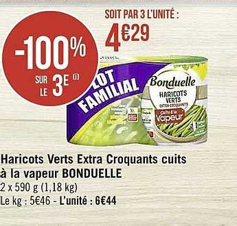 Promo Haricots Verts Extra Croquants Cuits à La Vapeur Bonduelle chez Supermarchés