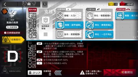 アークナイツ公式 On Twitter 【ロドス調査部】 現在の「緊急作戦地域」では、すべての味方の最大hpを半減させる「契約」を結んだ