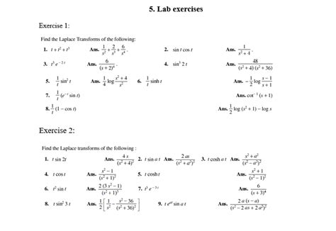 Solved Lab Exercises Exercise Find The Laplace Chegg
