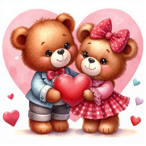 Cute Teddy Bear With Heart On White Backgroundai Stock Illustration