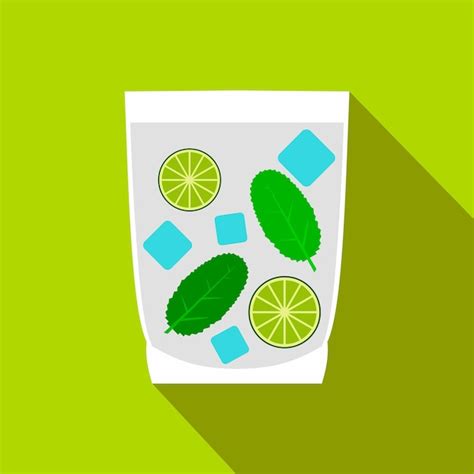 Icône De Boisson Cocktail Caipirinha Dans Un Style Plat Sur Fond Vert