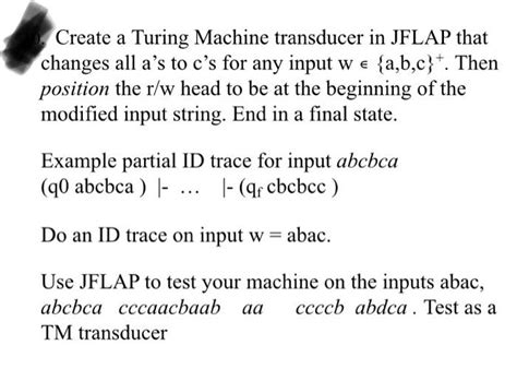 create a turing machine transducer in jflap that
