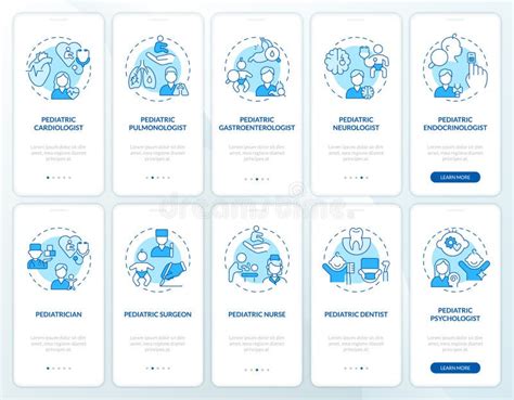 Pediatric Care Blue Onboarding Mobile App Screen Set Stock Vector Illustration Of Guide